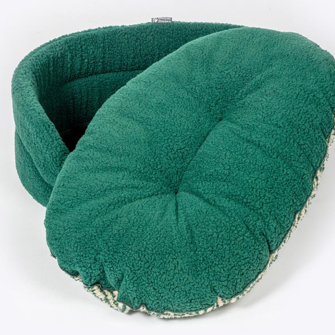 Danish Design Green Herringbone Sherpa Fleece Slumber Dog Bed – Chelsea ...