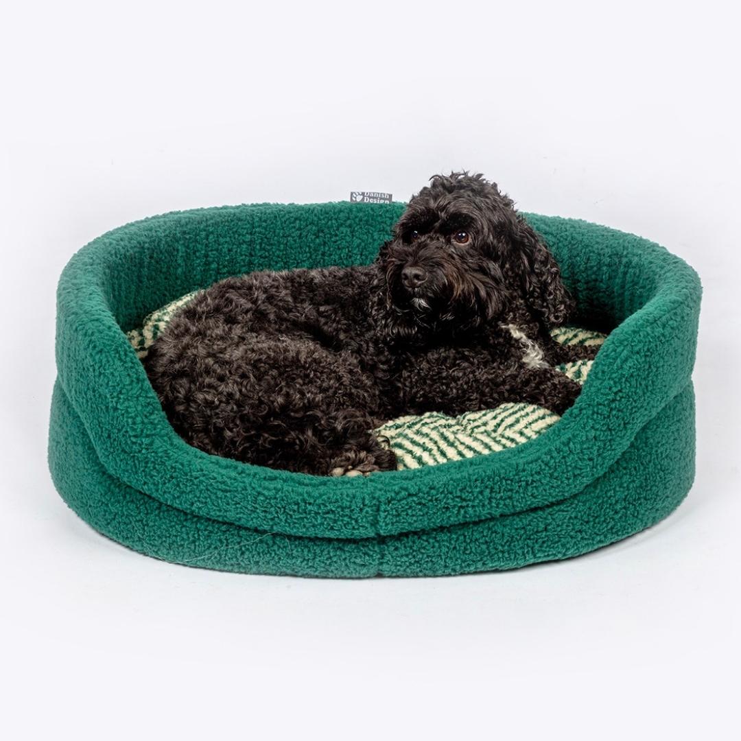 Danish Design Green Herringbone Sherpa Fleece Slumber Dog Bed – Chelsea ...