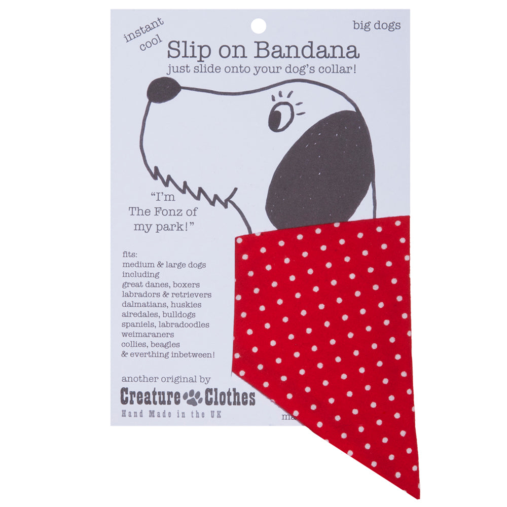 Creature Clothes Slip On Bandana Red Polkadot | Dog Bandanas – Chelsea Dogs